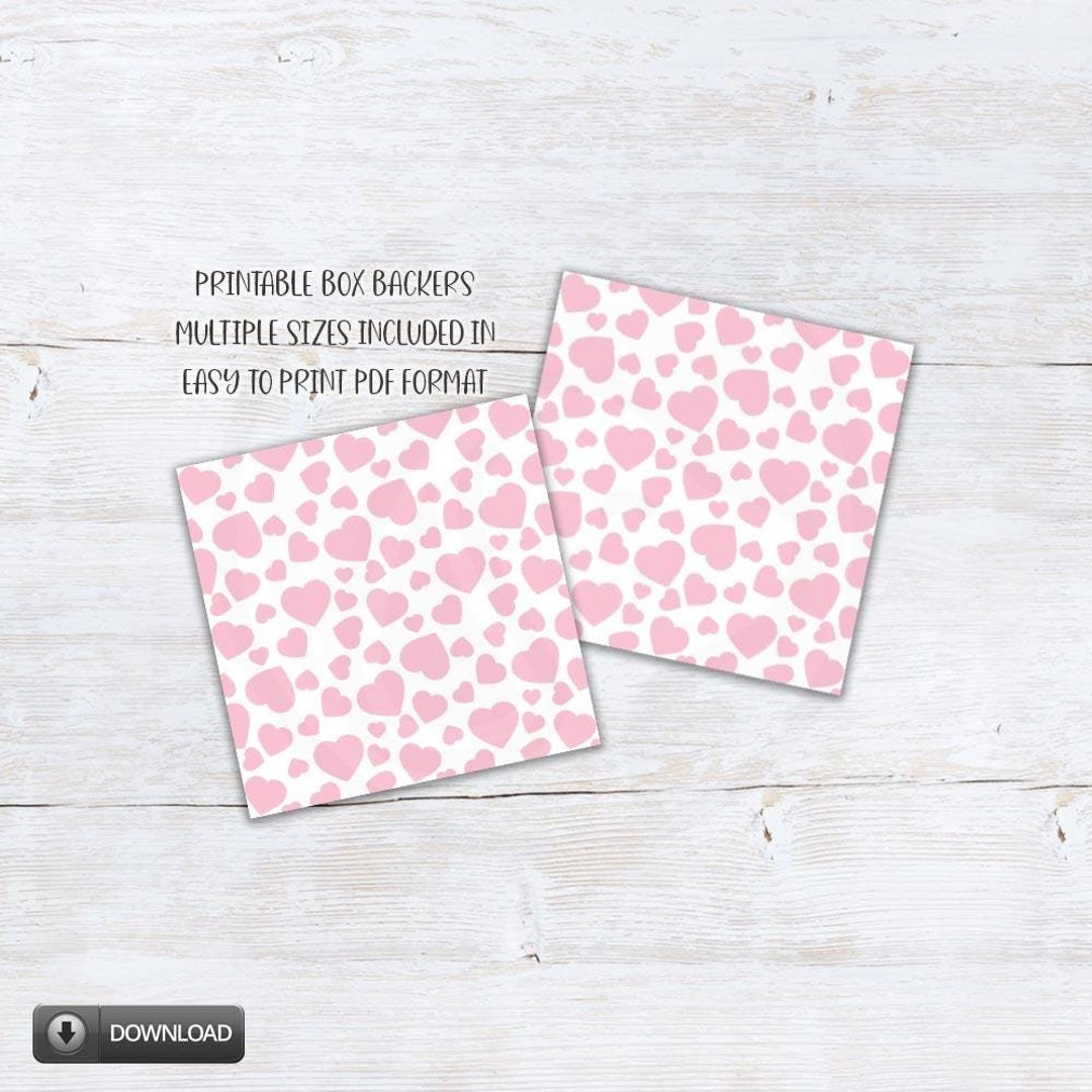 Pink Heart Valentine's Day Cookie Box Backers, Printable Valentine ...