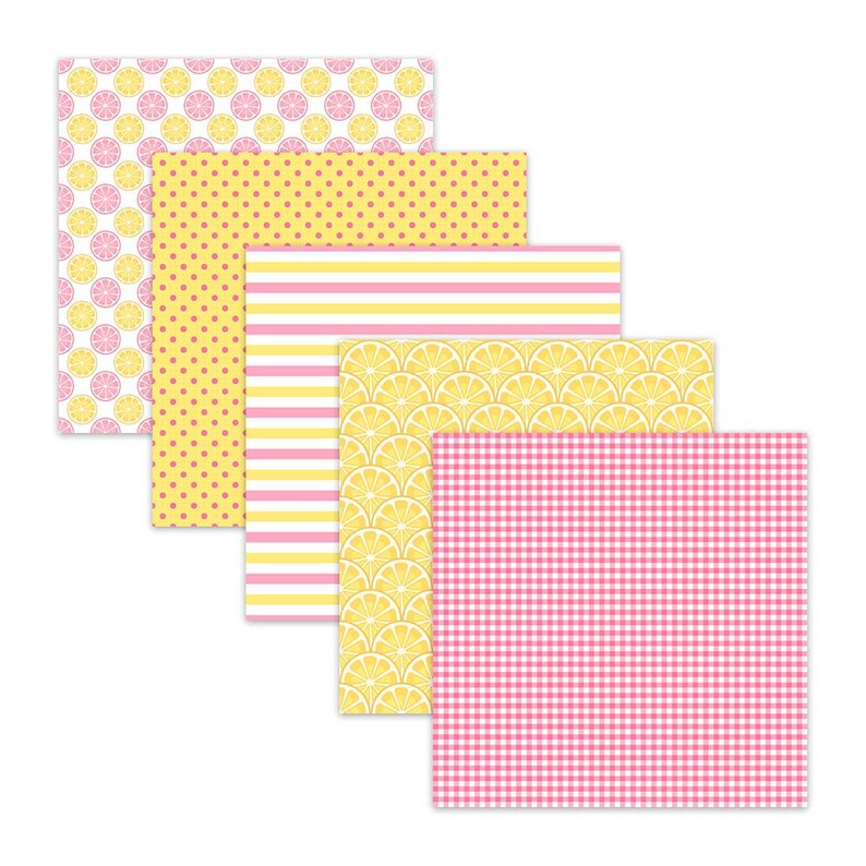 Pink Lemonade Digital Scrapbook Papers With Lemons Polka Dots | Etsy