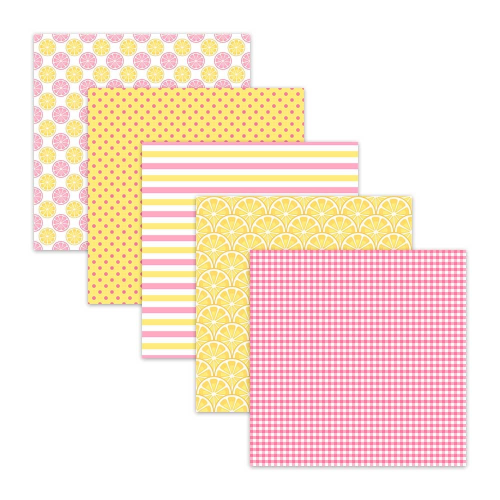 Pink Lemonade Digital Scrapbook Papers With Lemons Polka Dots | Etsy