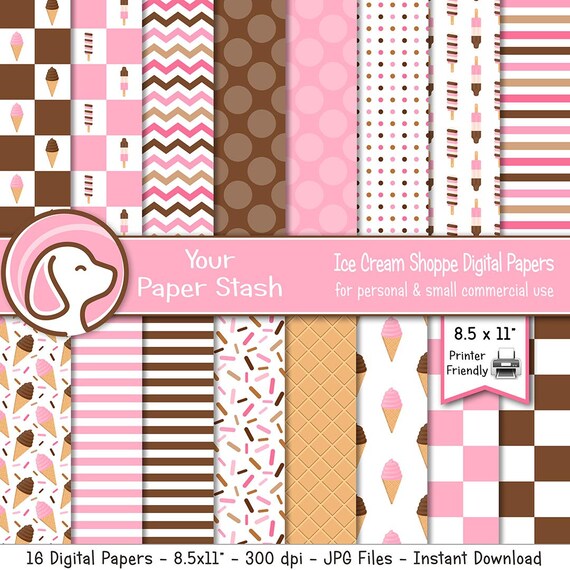 Printable Ice Cream Shoppe Digital Scrapbook Papers Sprinkle - Etsy