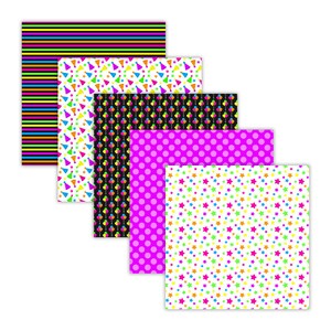 Neon Birthday Digital Scrapbook Papers, Seamless Birthday Scrapbooking ...