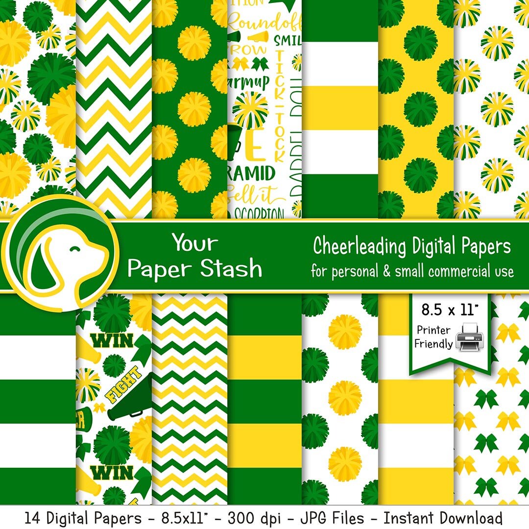 Cheerleading Printable Digital Paper Pack, Cheer Team Mom Coach ...