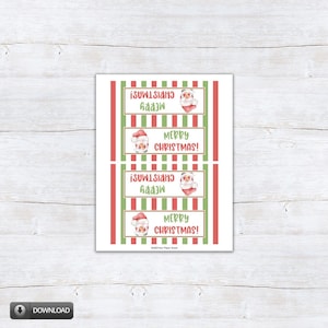 Printable Christmas Gnome Candy or Cookie Bag Toppers, Red Green ...