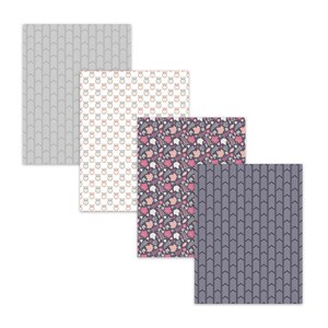 Printable Owl Digital Paper in Pink and Gray, Owl Decoupage Scrapbook ...