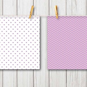 Romantic Heart Valentine's Day Digital Paper Pack, Pink and Lavender ...