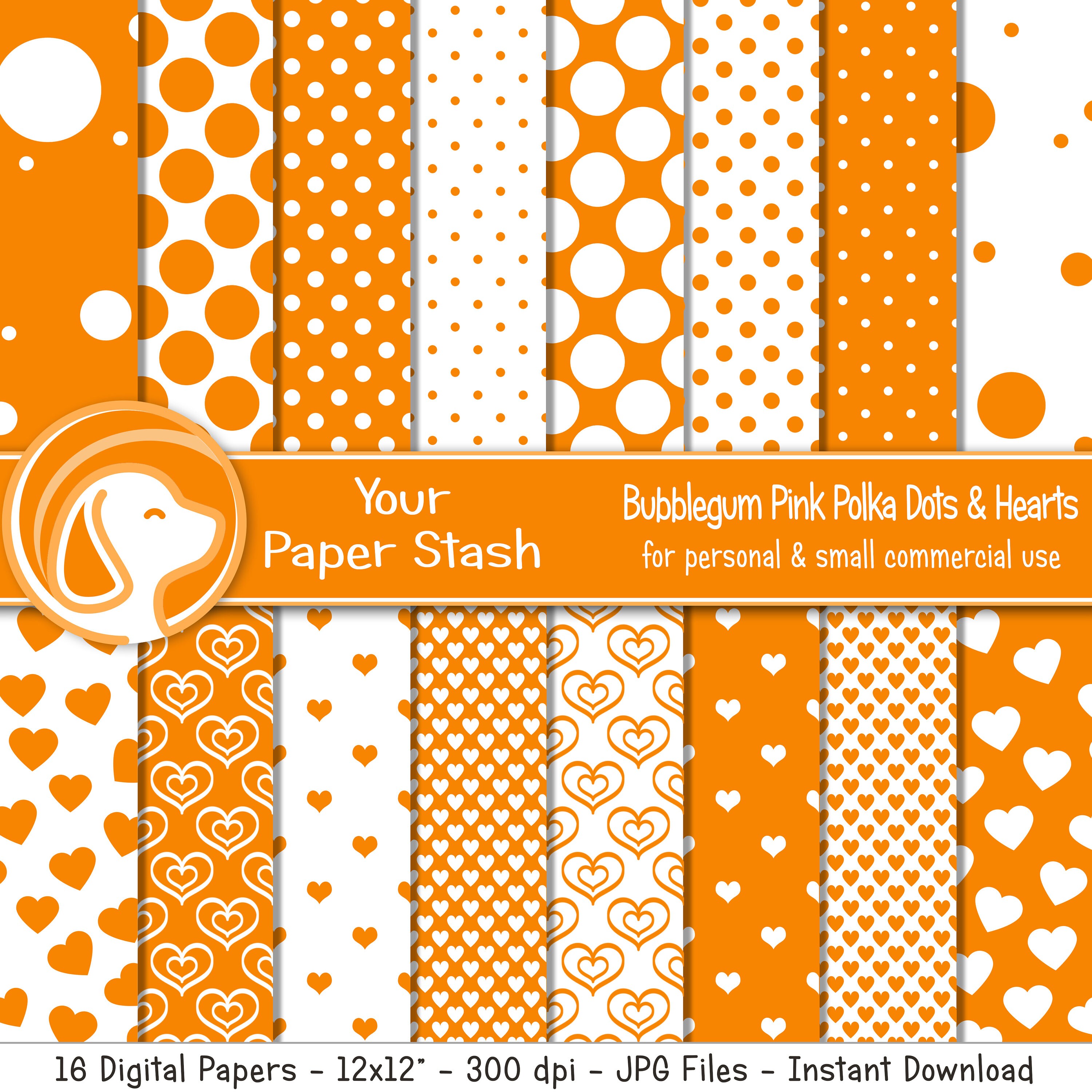 Orange Polka Dot Digital Paper for Birthday Scrapbook Pages | Etsy