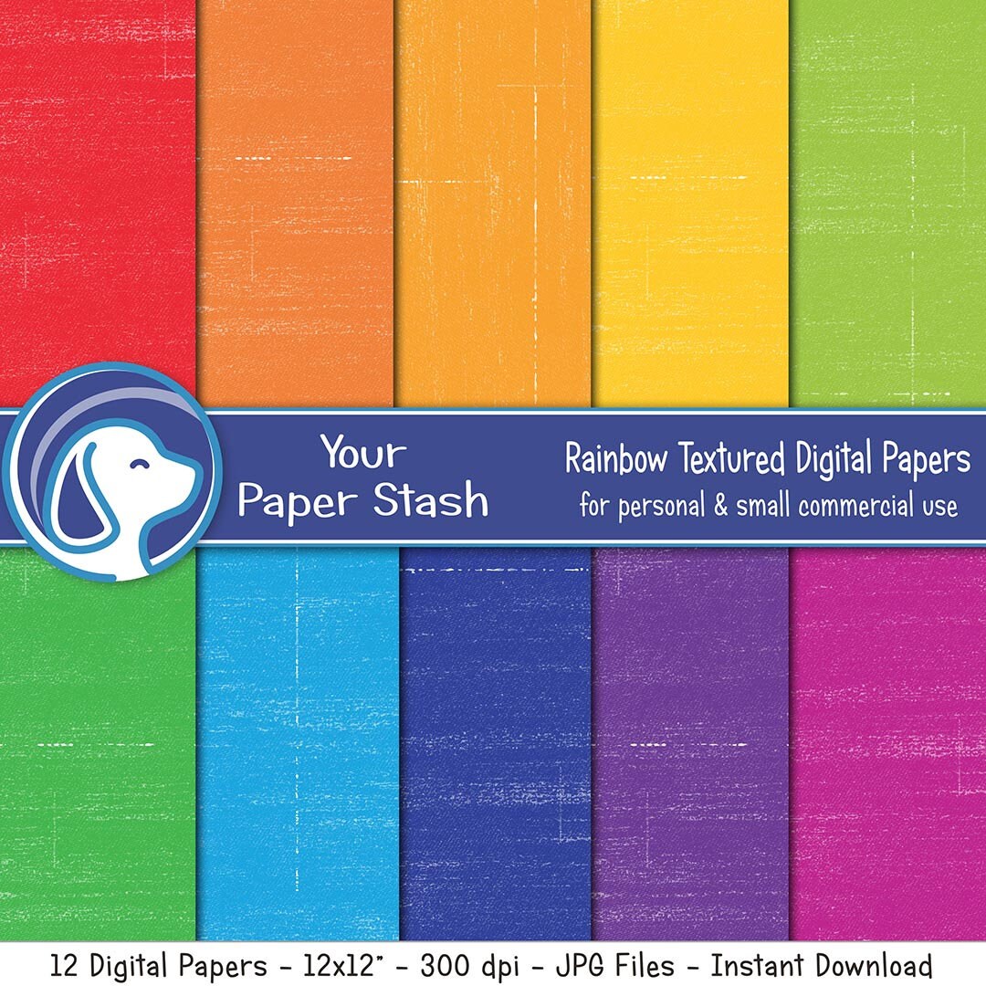 Rainbow Textured Digital Papers for Summer Birthday Scrapbook Pages ...