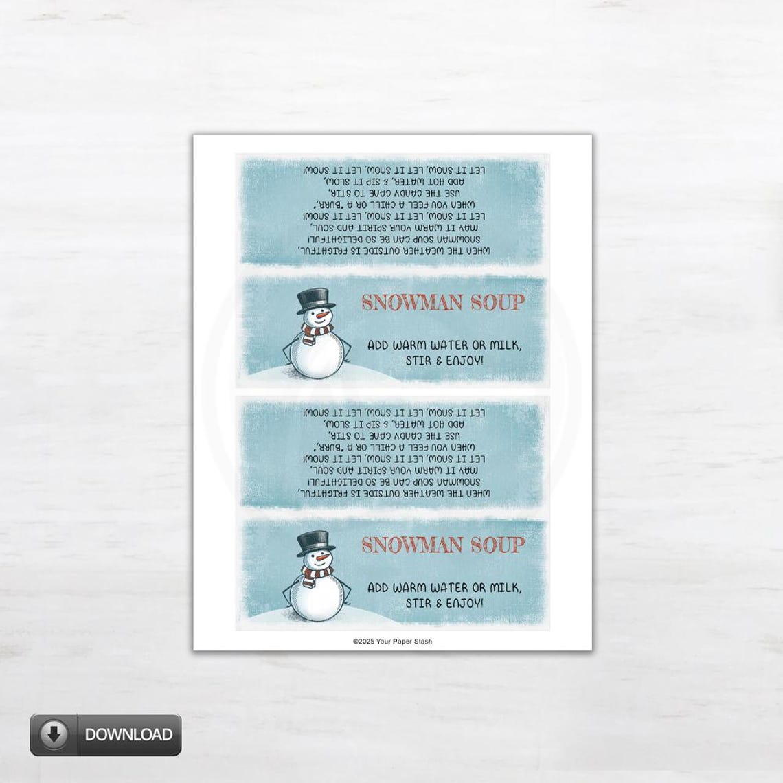 Snowman Soup Bag Toppers for Christmas & Winter Holiday Party Favors ...