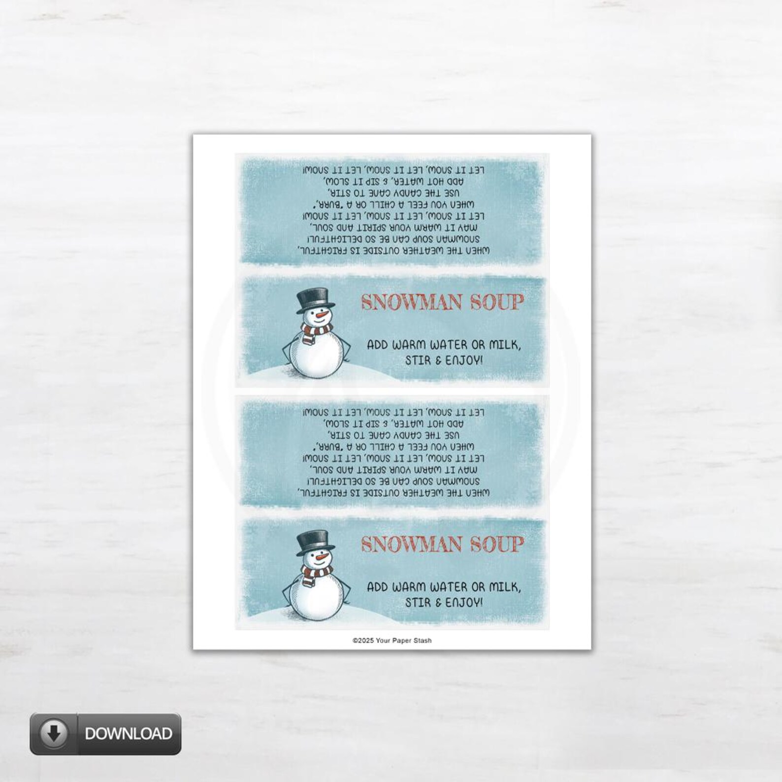 Snowman Soup Bag Toppers for Christmas & Winter Holiday Party Favors ...