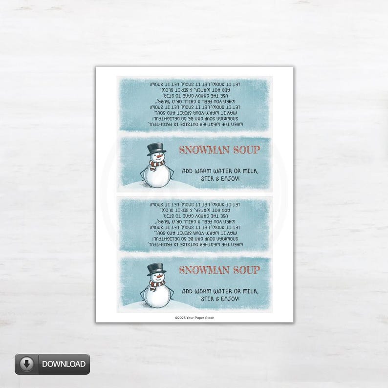 Snowman Soup Bag Toppers for Christmas & Winter Holiday Party Favors ...