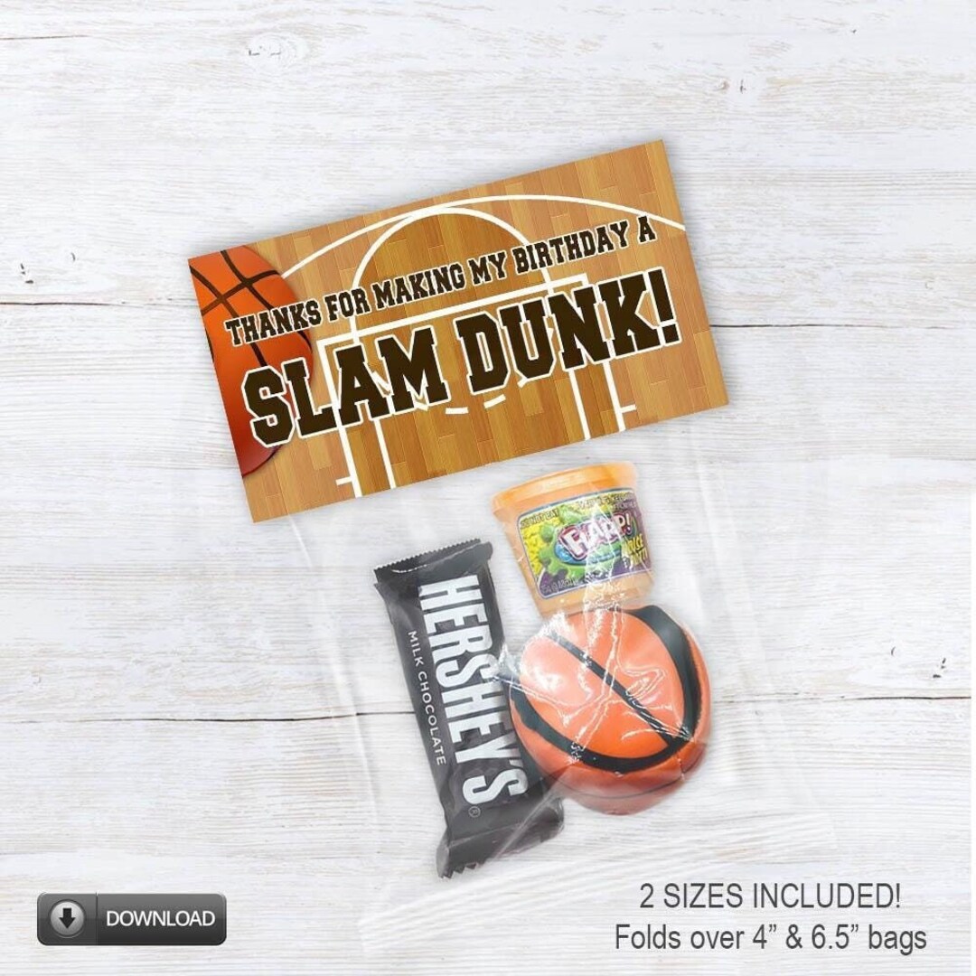 Slam Dunk Basketball Birthday Treat Bag Toppers for Boy or Girl ...