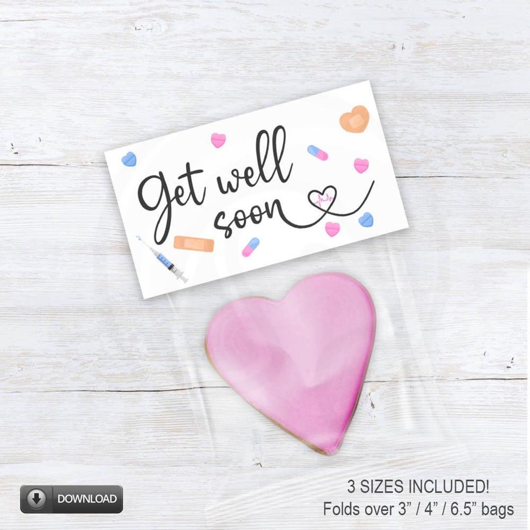 Get Well Soon Printable Bag Topper – Feel Better Digital Cookie or ...