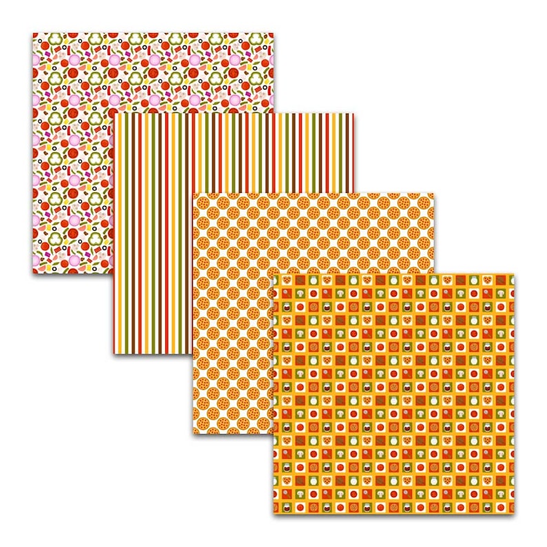 Pizza Party Digital Scrapbook Paper Backgrounds, Seamless Pizzeria ...
