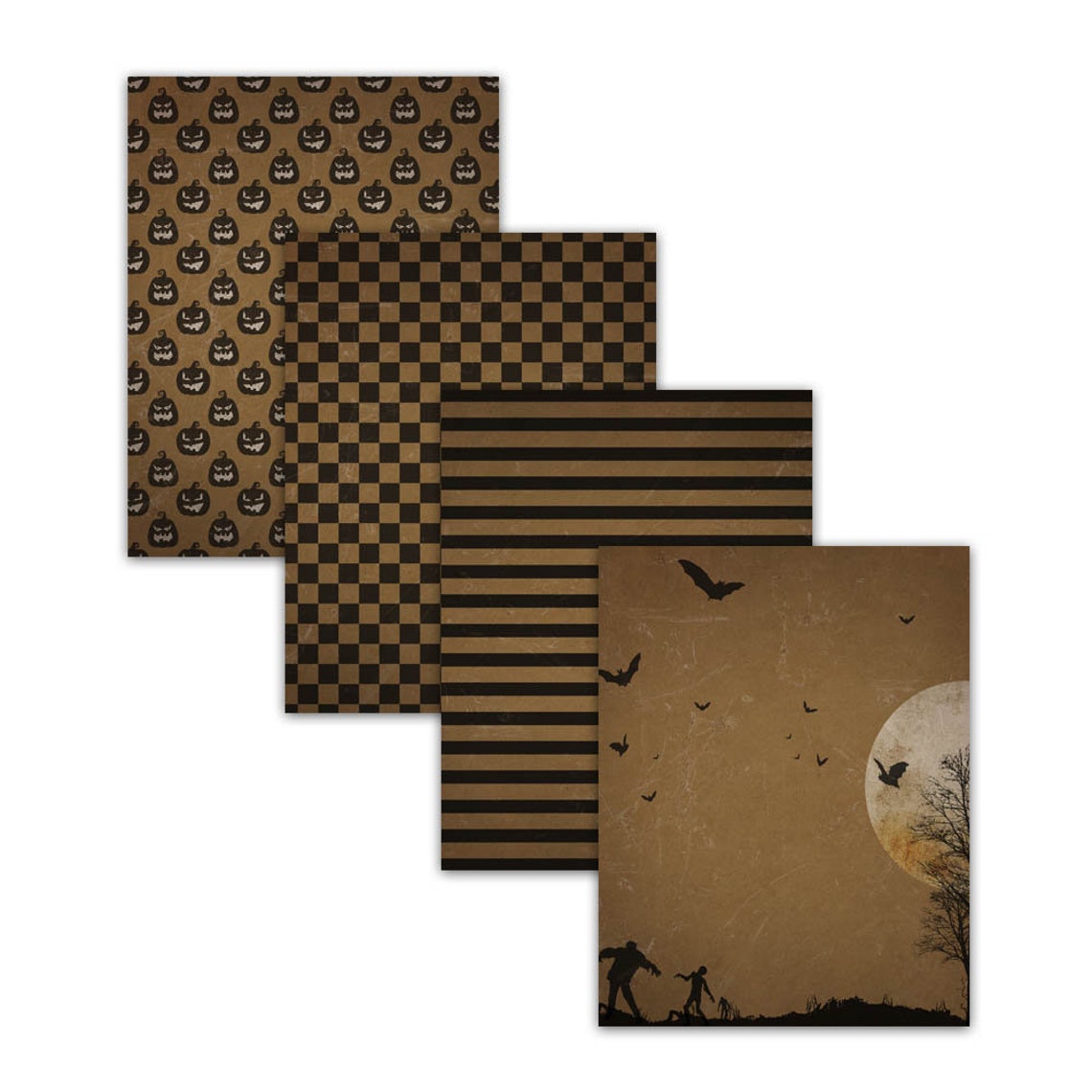 8.5x11" Halloween Digital Paper Pack With Distressed Textured Patterns ...