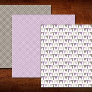 Lavender Floral Digital Paper Pack With Chevrons & Geometric Patterns ...