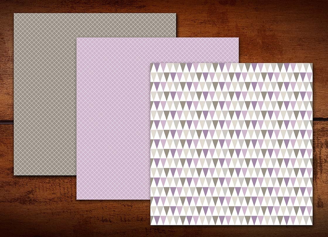 Lavender Floral Digital Paper Pack with Chevrons & Geometric | Etsy