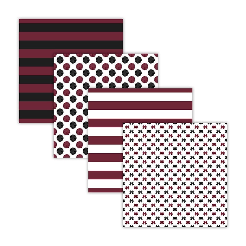 Seamless Cheerleading Digital Scrapbook Papers, Maroon Burgundy Cheer ...