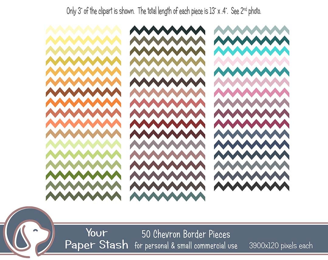 Chevron Border Clipart for Scrapbooking and Planner Pages, Decorative ...
