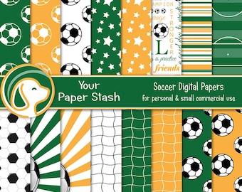 Soccer Digital Paper Soccer Scrapbook Papers Football Field - Etsy