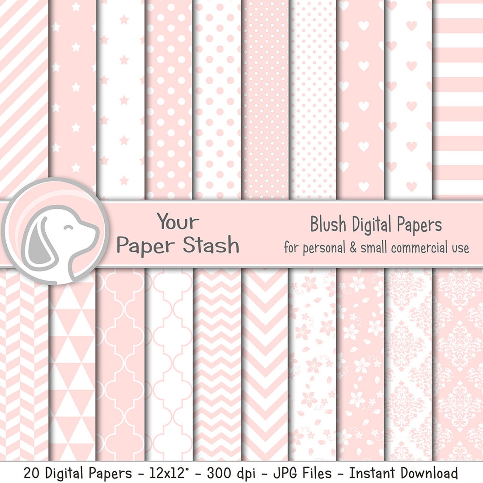 Pink Blush Digital Paper Pack for Valentine's Day Baby | Etsy