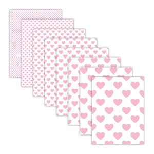 Printable Pink Heart Digital Scrapbook Paper, Baby Girl Heart Decoupage ...