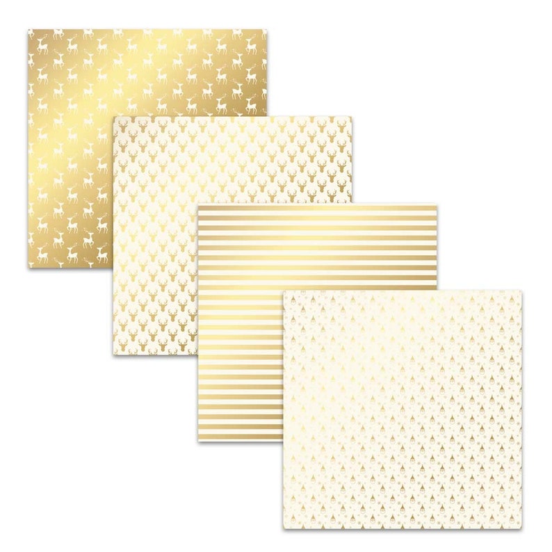 White Gold Christmas Digital Paper 12x12, Elegant Holiday Scrapbook ...