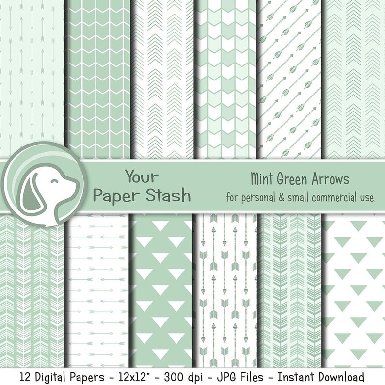 Mint Green Arrow & Tribal Digital Paper Pack for Spring - Etsy