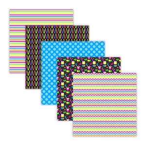 Neon Birthday Digital Scrapbook Papers, Seamless Birthday Scrapbooking ...