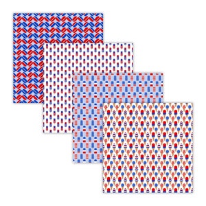 Patriotic 4th of July Digital Scrapbook Paper Backgrounds, Red White ...