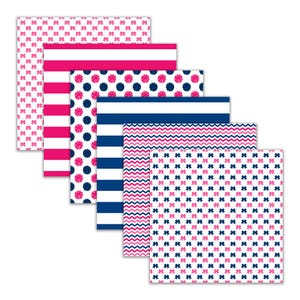 Pink Navy Blue Cheerleader Digital Papers, Pom-pom and Megaphone ...