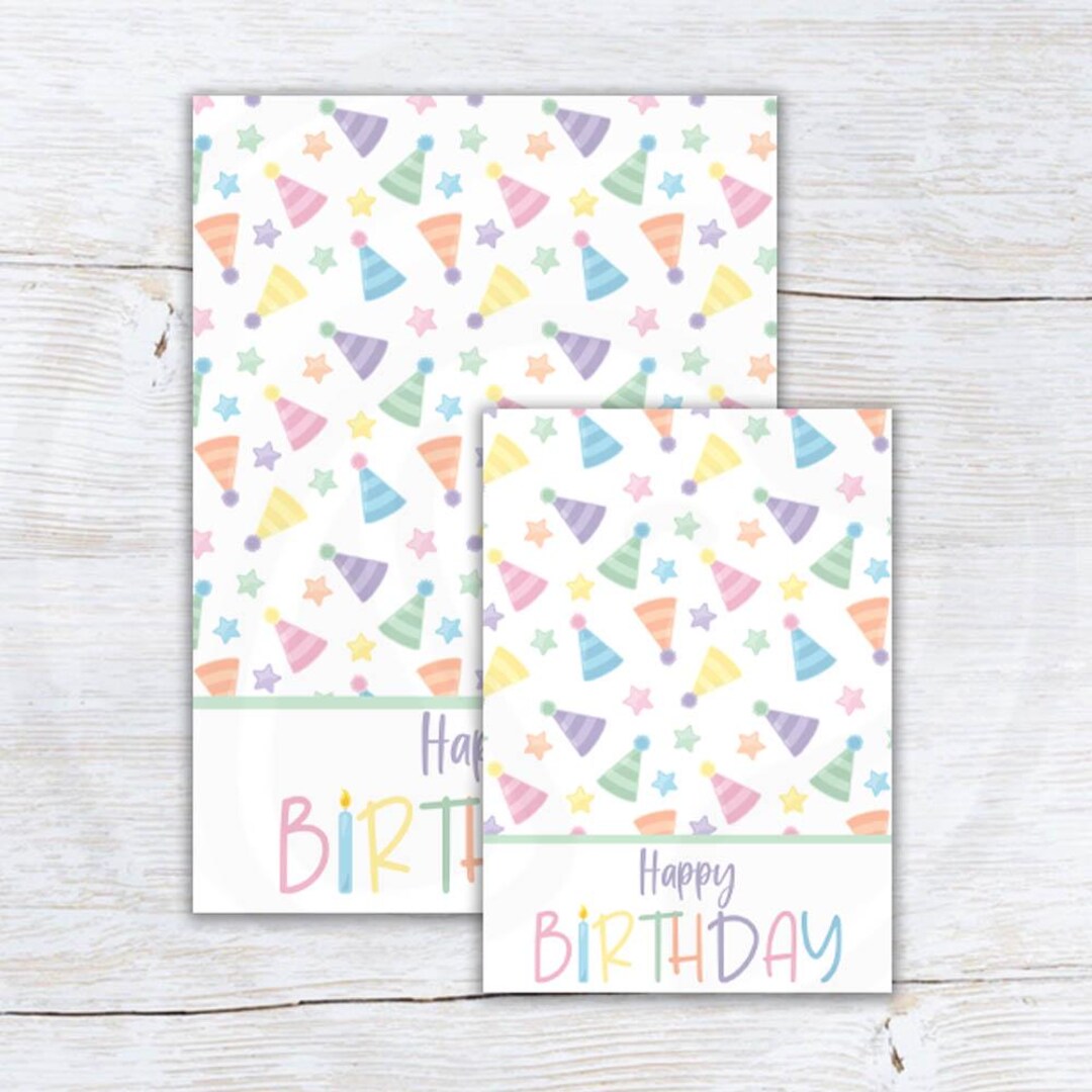 Printable Birthday Hat Cookie Cards, Happy Birthday Mini and Large ...
