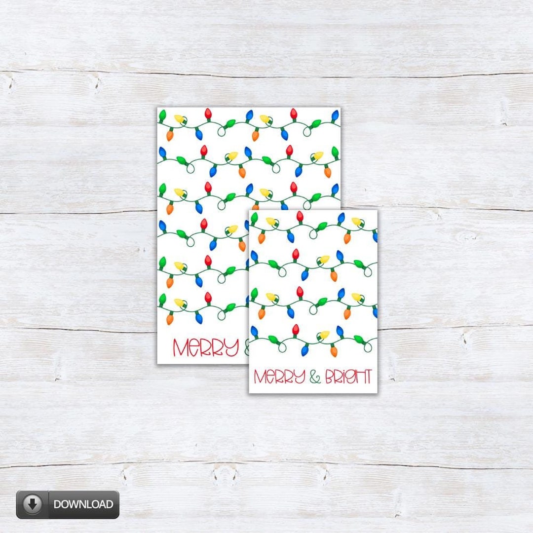 Merry and Bright Christmas Cookie Cards, Printable Holiday Christmas ...