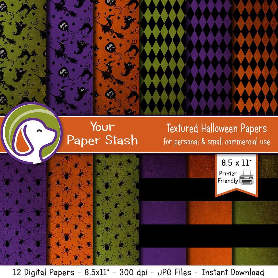 Halloween Digital Paper Pack, Spooky Witch Spider Pumpkin Backgrounds ...