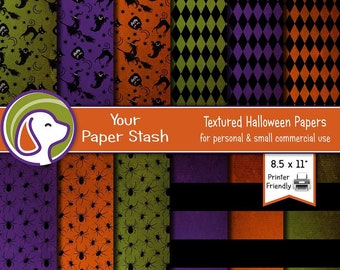 Halloween Digital Scrapbook Paper Spooky Ghost Spiders | Etsy