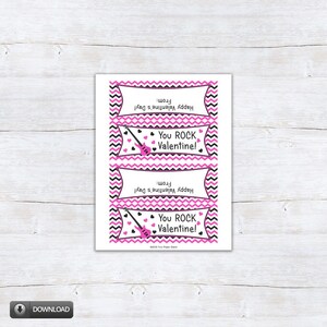 Pink Valentine You Rock Printable Treat Bag Toppers, Kid's Valentine ...