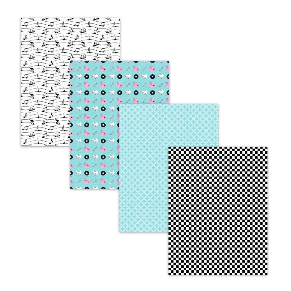 Retro Sock Hop Digital Paper 8.5x11, 1950s Diner Scrapbook Backgrounds ...