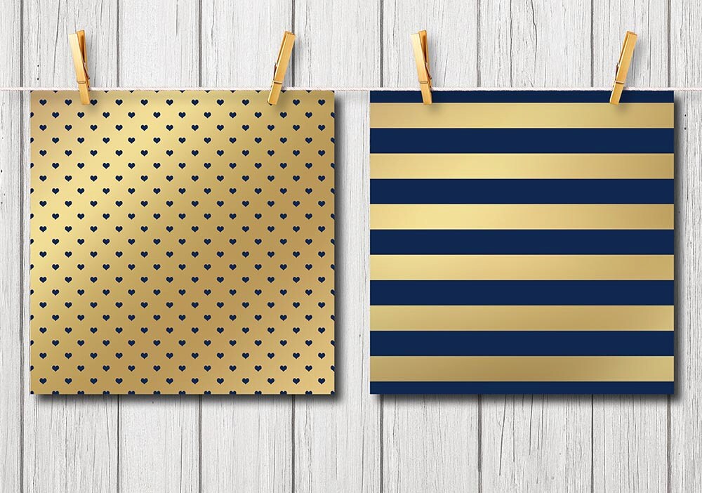 Navy Blue & Gold Digital Scrapbook Paper Pack Masculine - Etsy