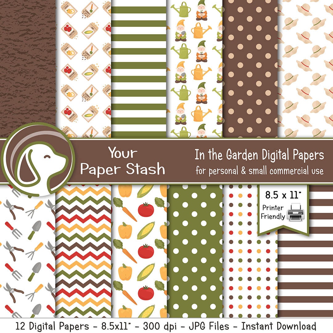 Garden Digital Papers for Summer Scrapbook Pages, Vegetable Garden ...