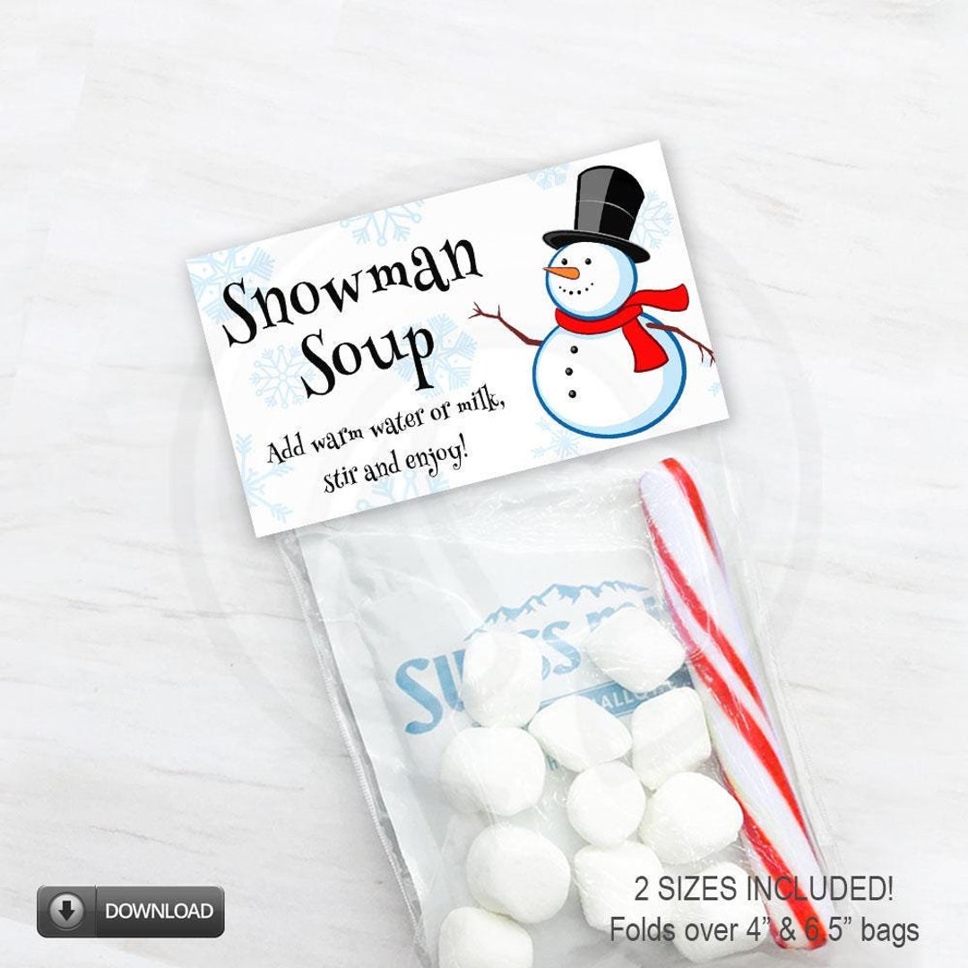 Snowman Soup Bag Toppers for Christmas & Winter Parties, Frosty the ...