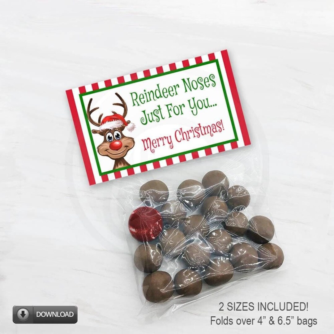 Reindeer Noses Bag Toppers for Christmas Party Favors, Holiday Treat ...