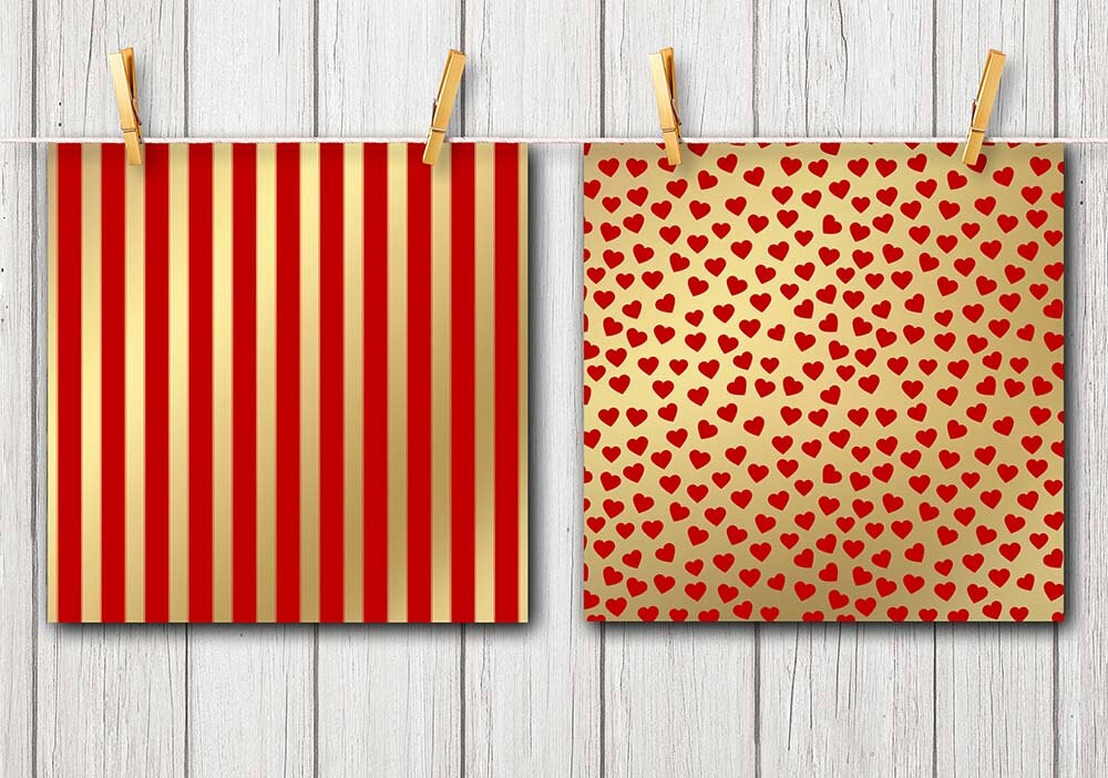 Red & Gold Digital Paper Pack for Wedding Valentine's Day and Christmas ...