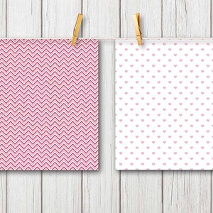 Red & Pink Valentine's Day Heart Digital Paper for Wedding Engagement ...