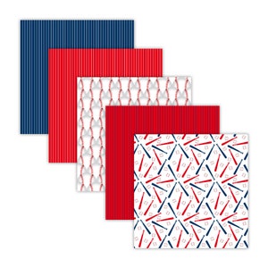 Seamless Baseball Digital Scrapbook Paper, Red Navy Blue Baseball ...