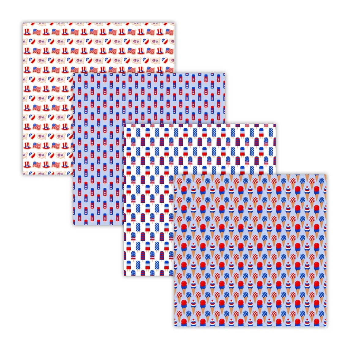 Patriotic Digital Paper Pack, 4th of July Scrapbook Paper, Cupcakes - Etsy
