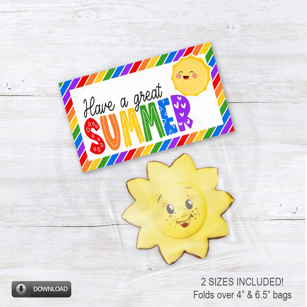 End of School Year Treat Bag Topper Printable, Rainbow Student Teacher ...