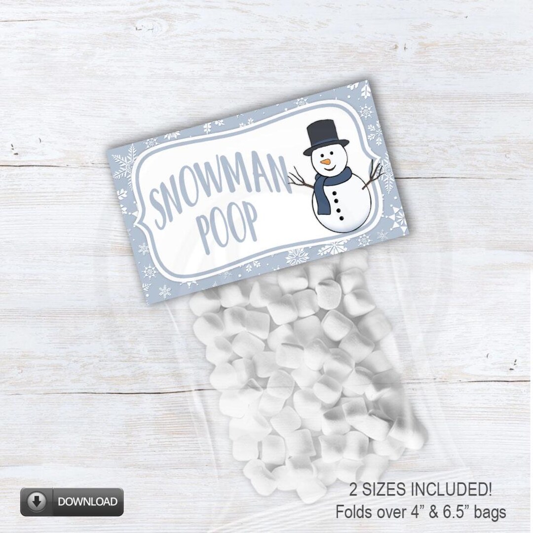 Naughty Snowman Poop Printable Treat Bag Toppers, Snowman Poop Poem ...