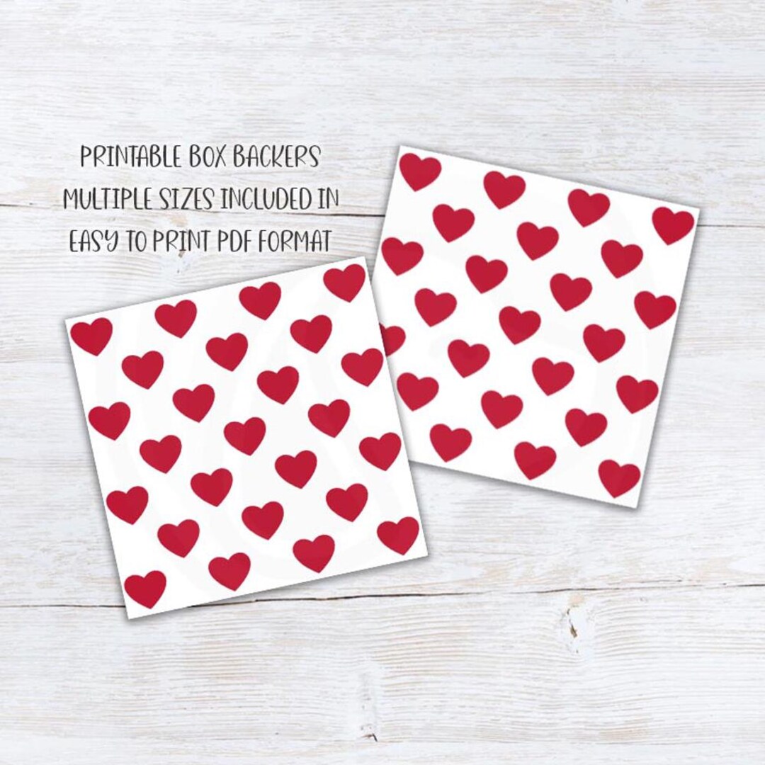 Red Heart Cookie Box Backers, Printable Valentine Wedding Heart Cookie ...