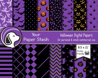 Halloween Digital Scrapbook Paper Spooky Ghost Spiders | Etsy