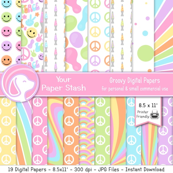 Printable Retro Groovy Digital Scrapbook Papers Hippie Lava - Etsy