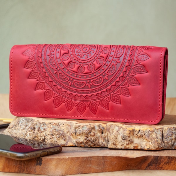 Red Leather Wallet - Etsy
